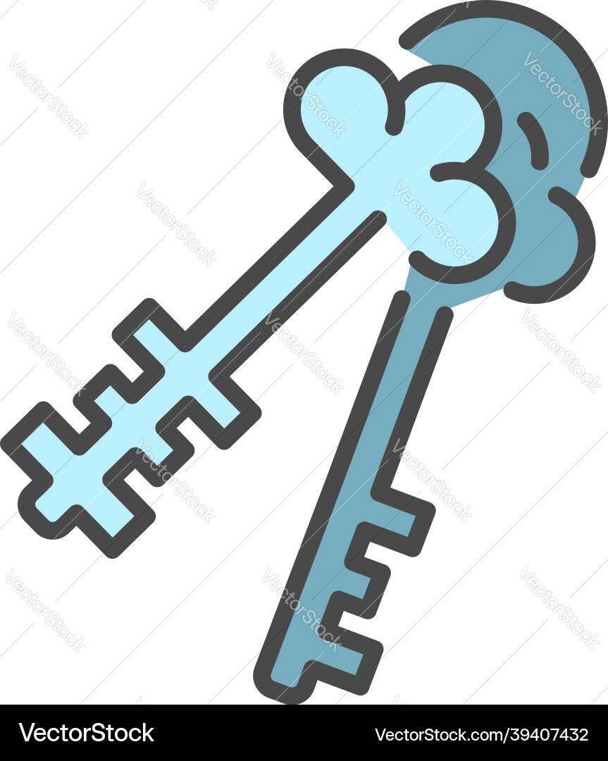 Door key icon color outline Royalty Free Vector Image