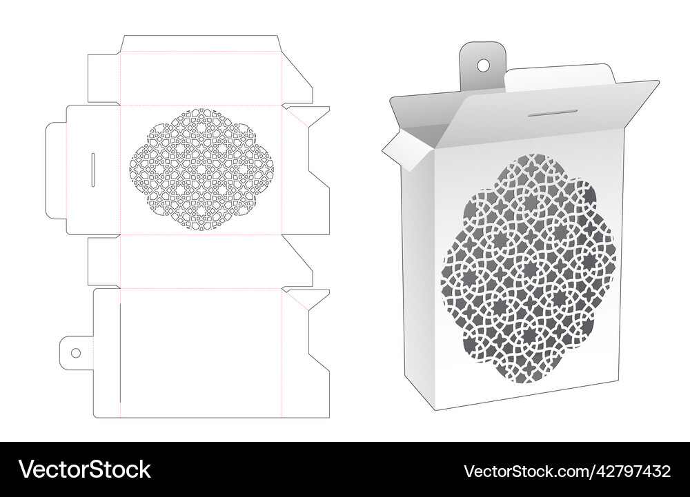 Hanging box with stenciled arabic pattern die cut Vector Image