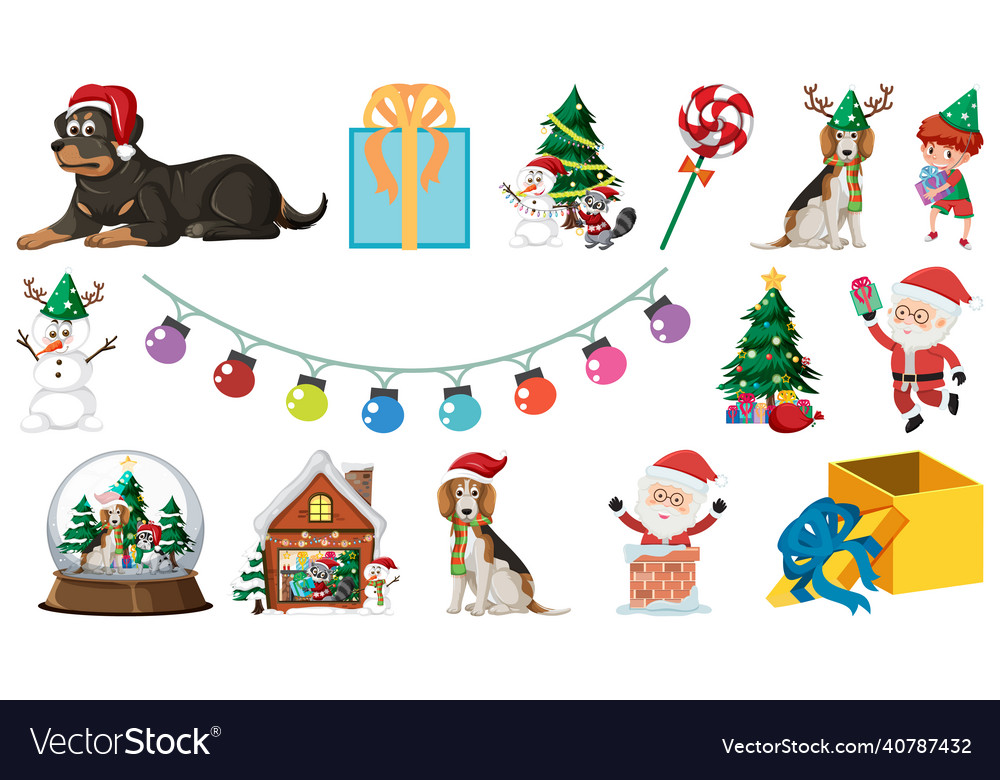 Isolated christmas objects and elements set Vector Image