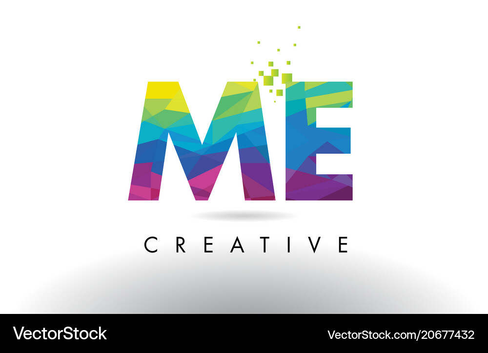 Me m e colorful letter origami triangles design Vector Image