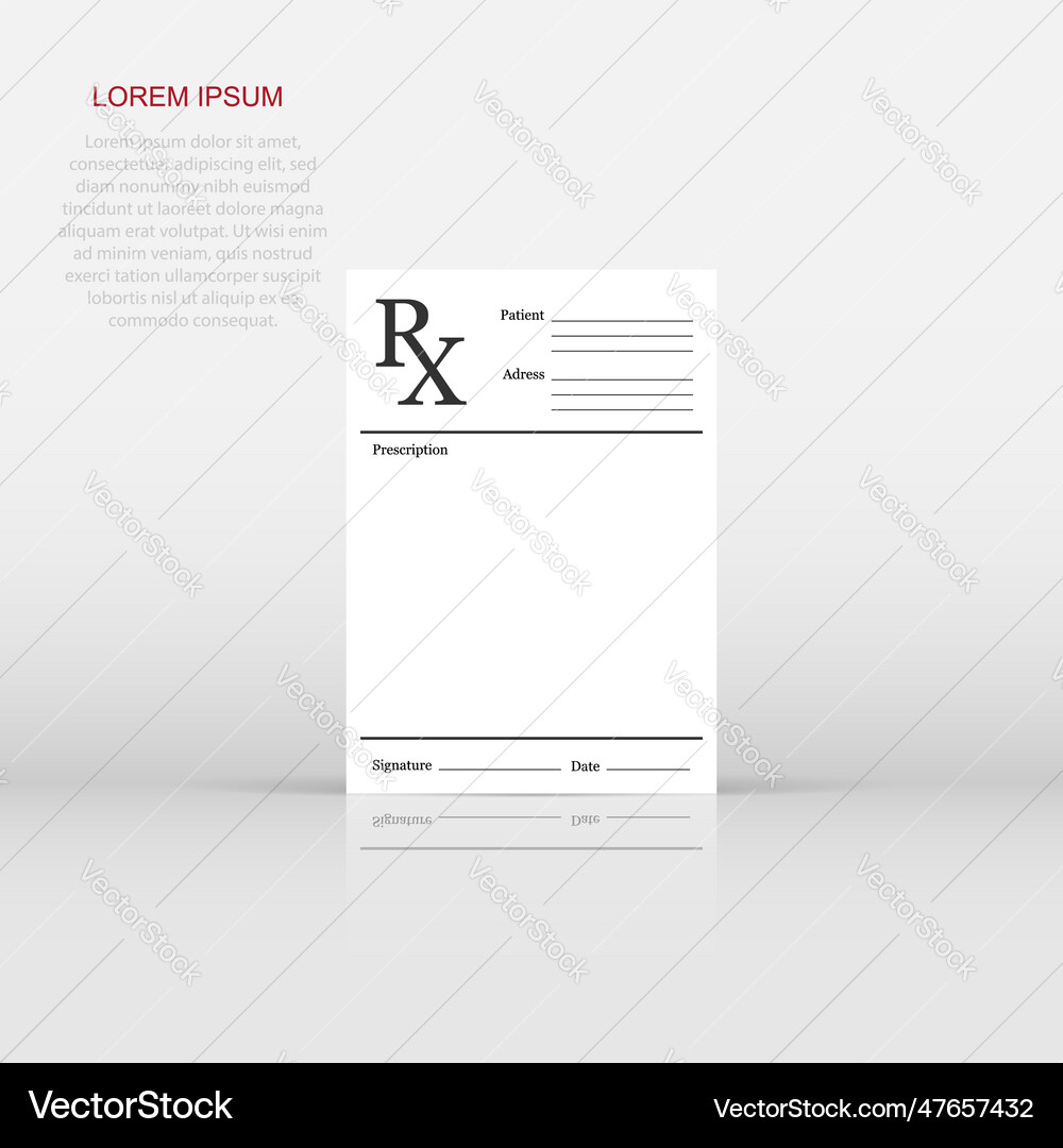 Realistic prescription icon in flat style rx Vector Image
