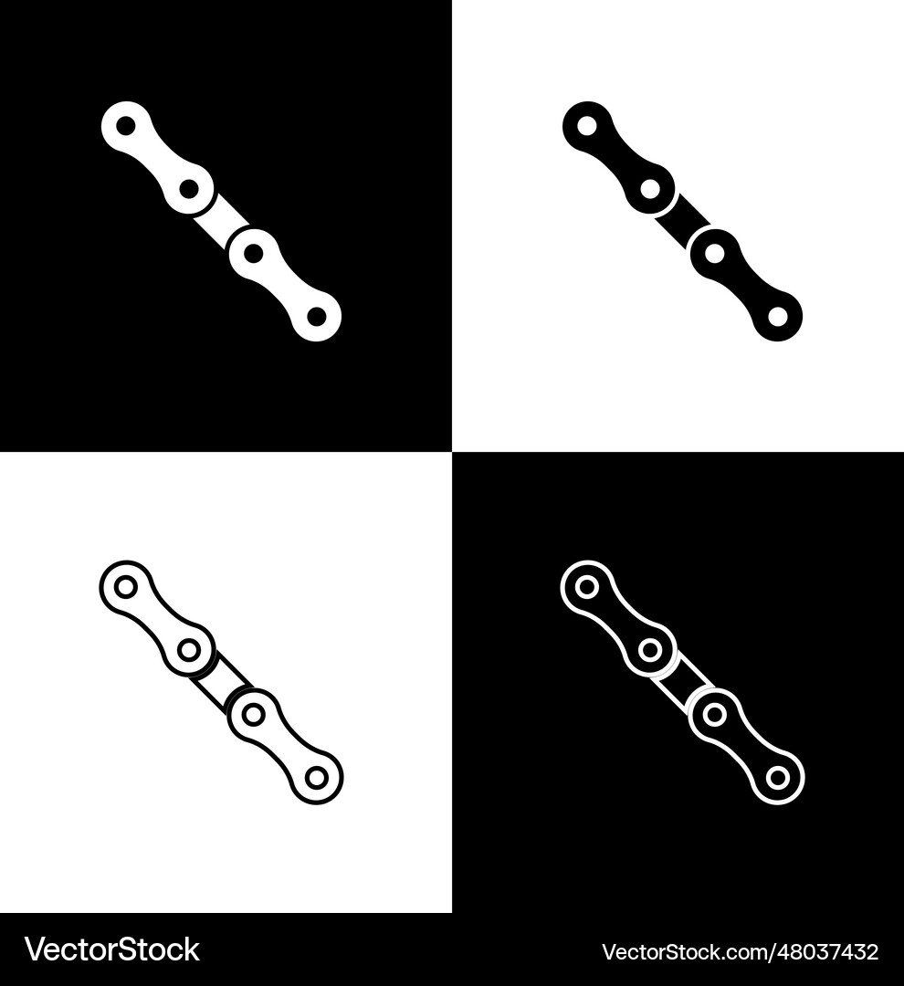 Set car chain icon isolated on black and white Vector Image