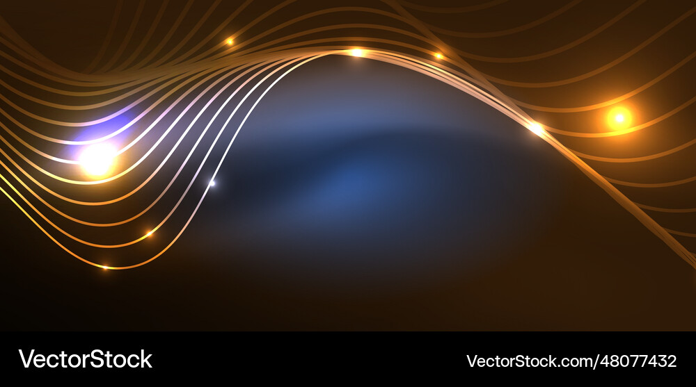 Shiny glowing neon wave neon light or laser show Vector Image