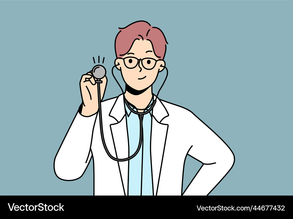 Smiling male doctor with stethoscope Royalty Free Vector