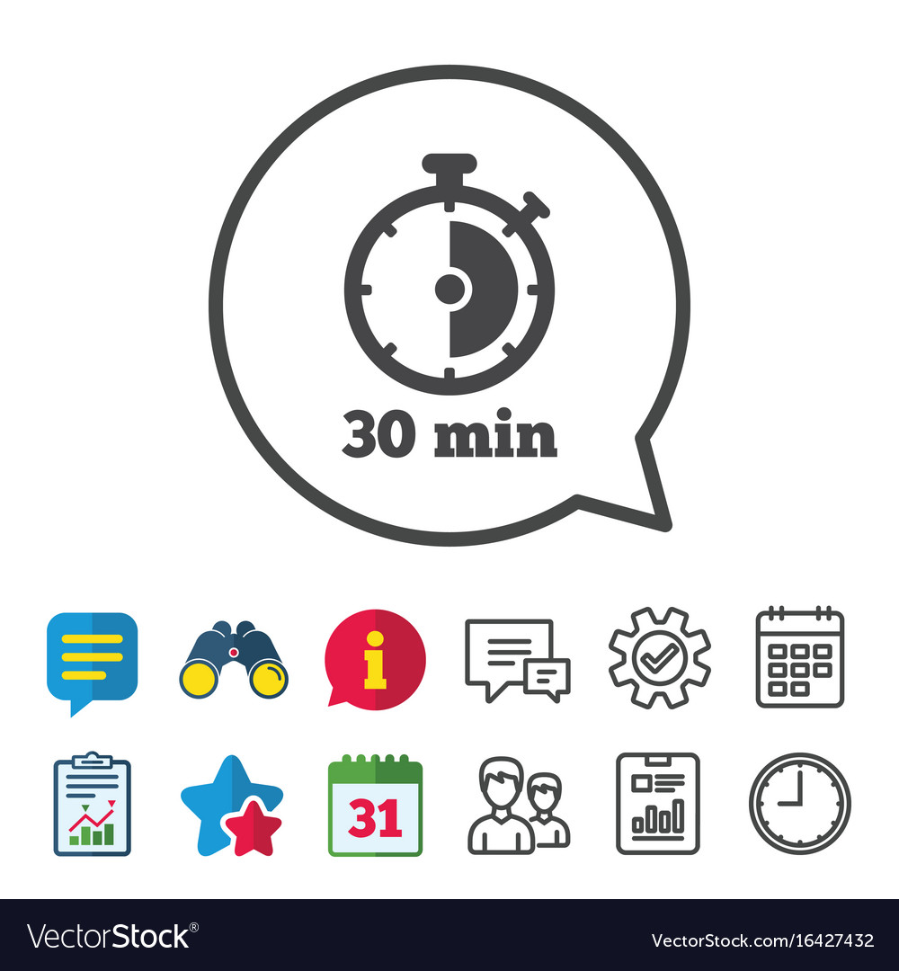 Timer sign icon 30 minutes stopwatch symbol Vector Image Timer sign icon 30 minutes stopwatch symbol Vector Image