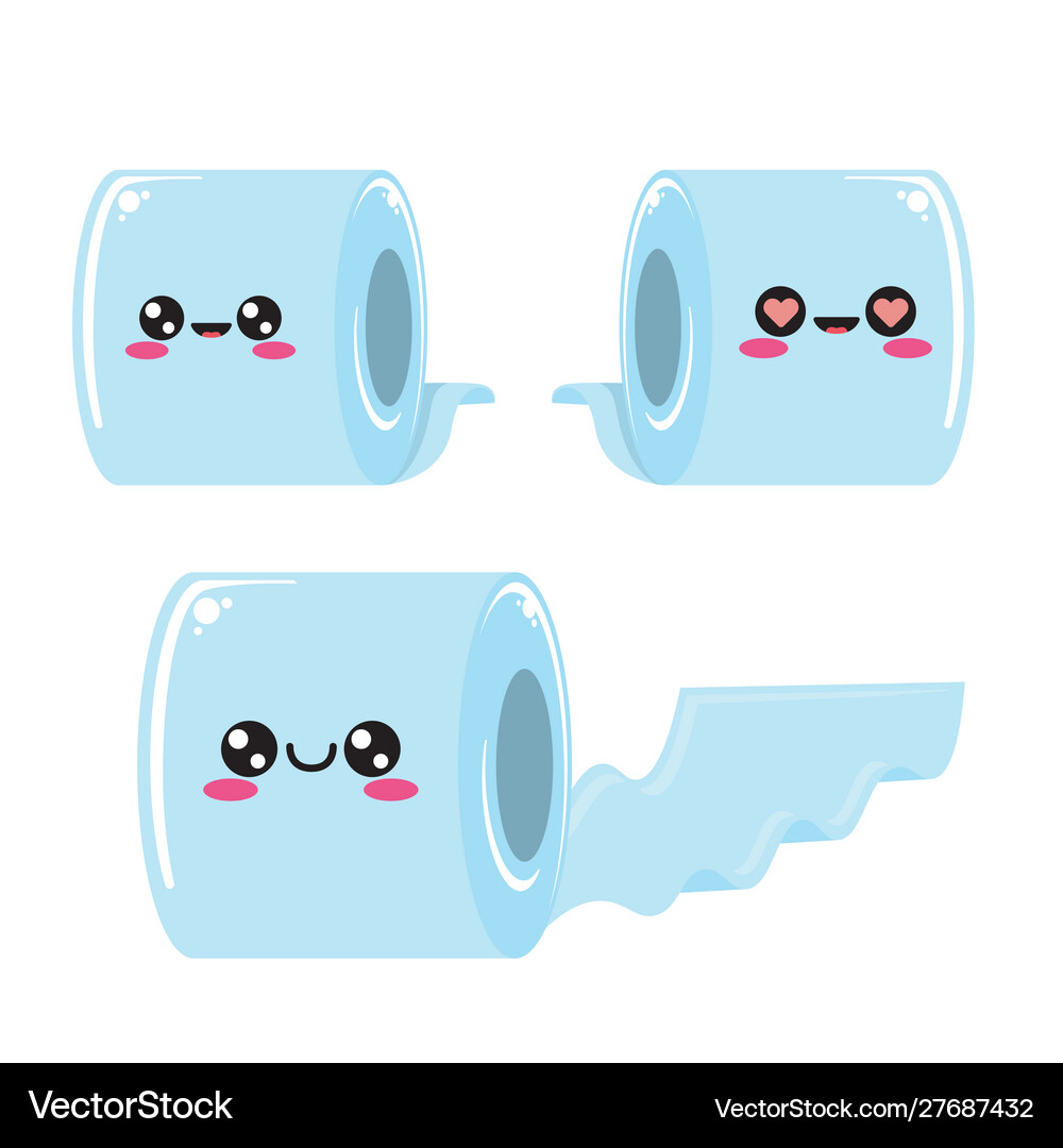 Toilet paper character set isolated Royalty Free Vector