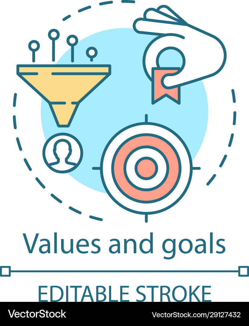 Values and goals concept icon vision and mission Vector Image