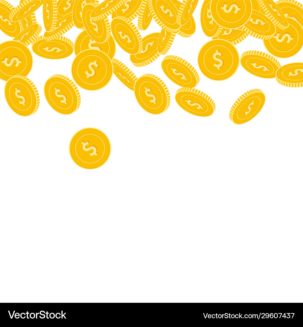 American dollar coins falling scattered big usd c Vector Image