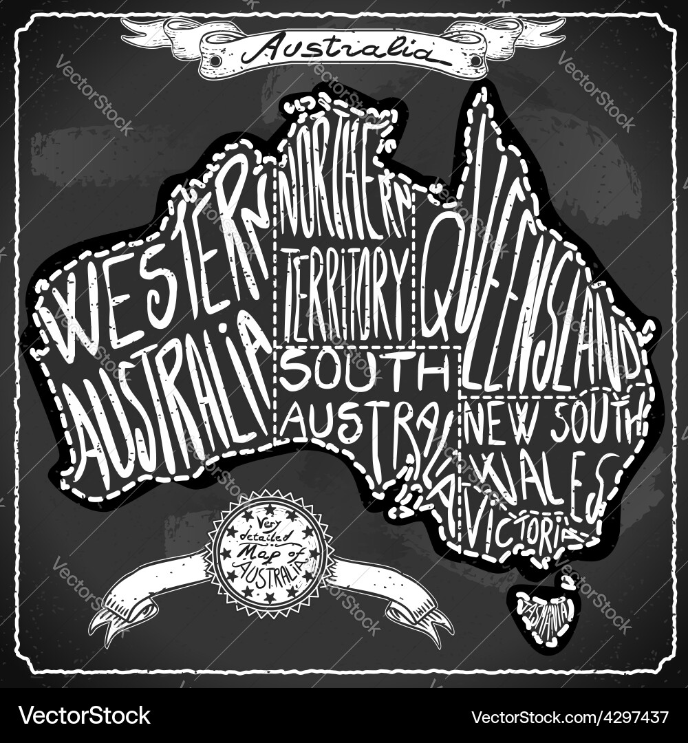 Australia map on vintage handwriting blackboard Vector Image