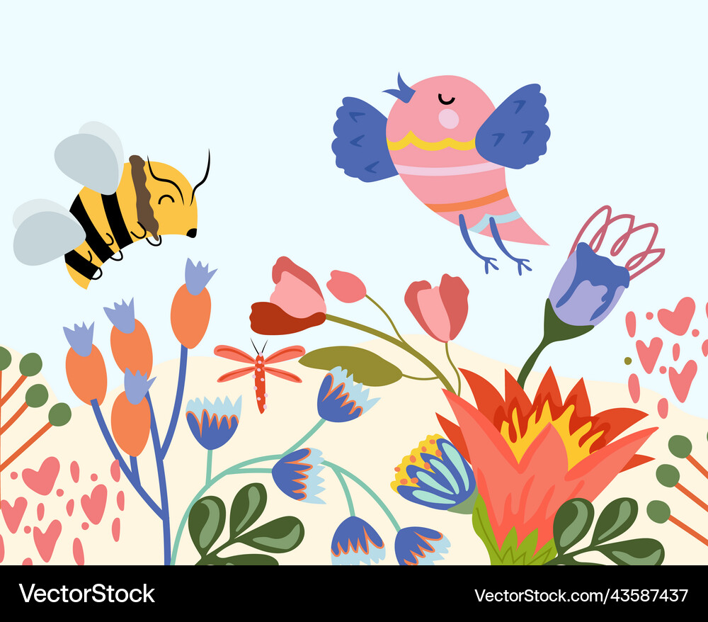 Cute with wildflowers Royalty Free Vector Image