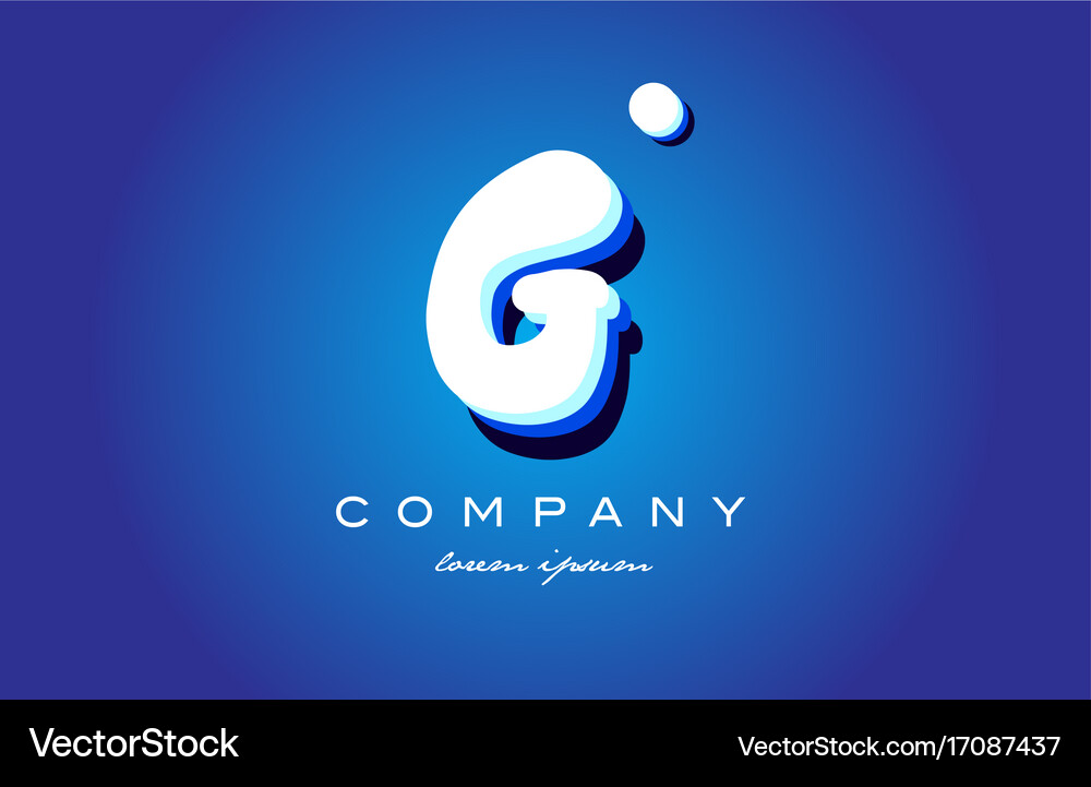 G blue white 3d letter alphabet icon design Vector Image