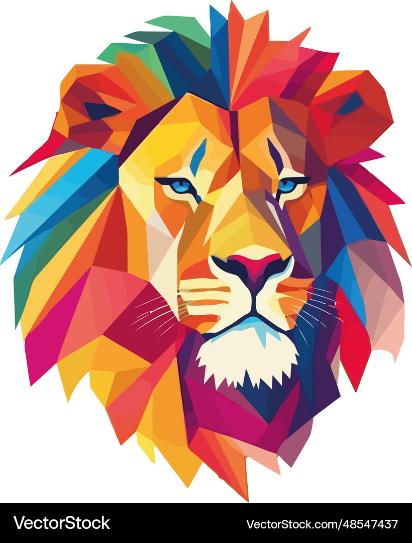 Geometric vibrant lion icon isolated Royalty Free Vector