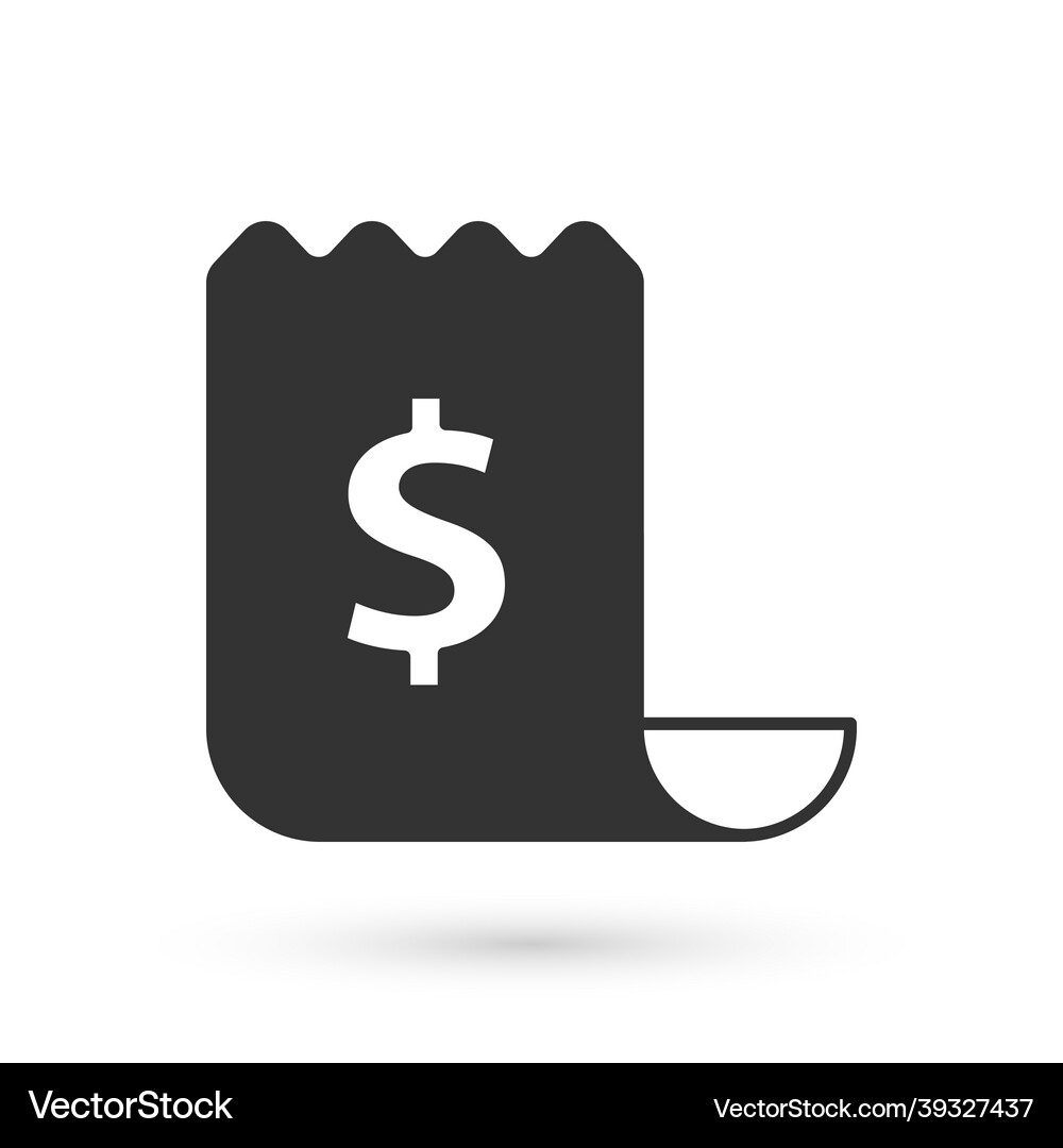 Grey paper check and financial check icon isolated