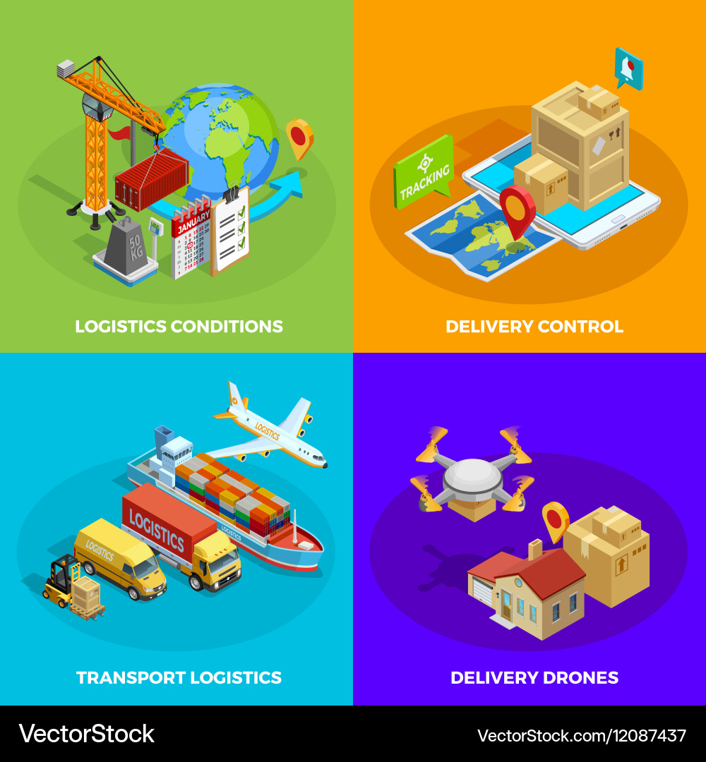 Logistic isometric concept Royalty Free Vector Image