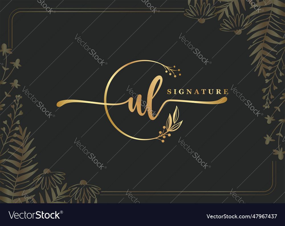 Luxury gold signature initial ul logo design Vector Image
