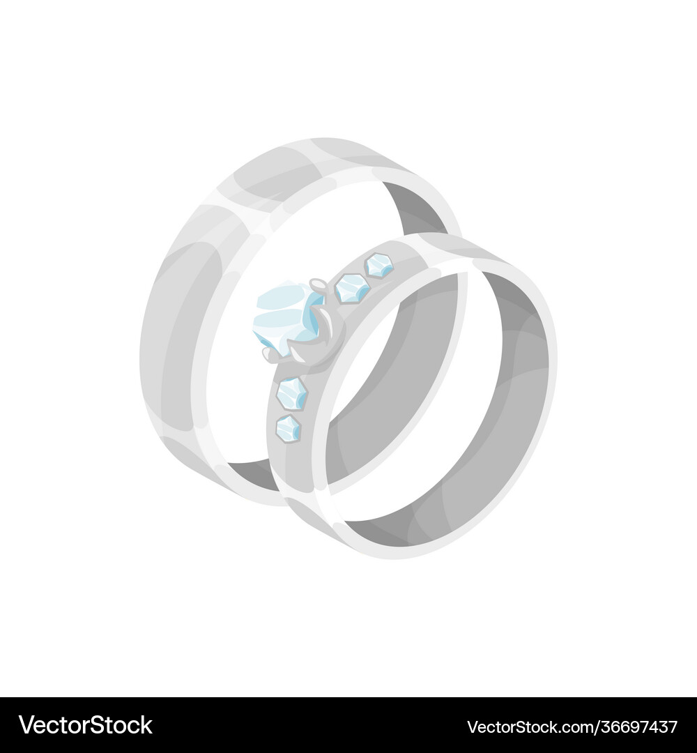 Pair engagement rings with diamonds isolated Vector Image