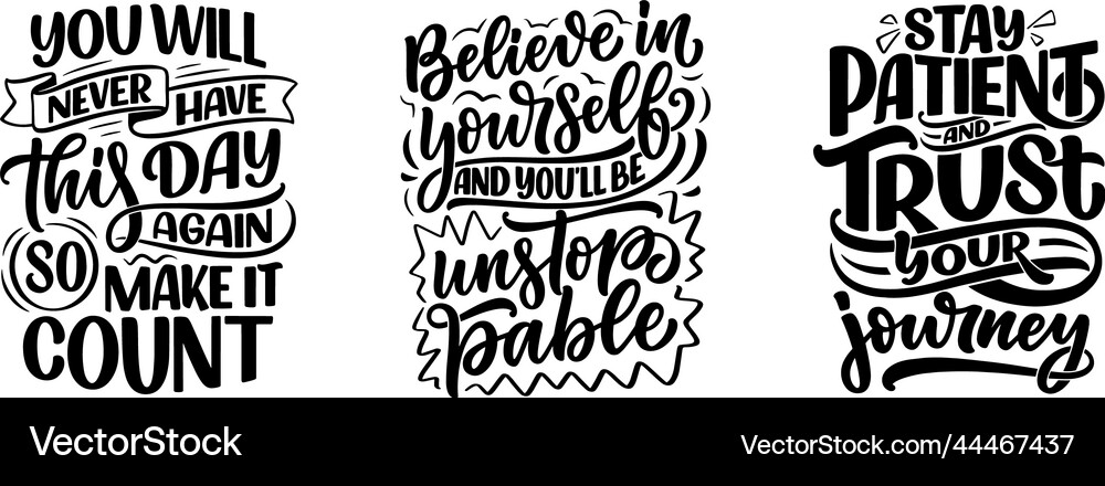 Set with hand drawn motivation lettering quotes Vector Image