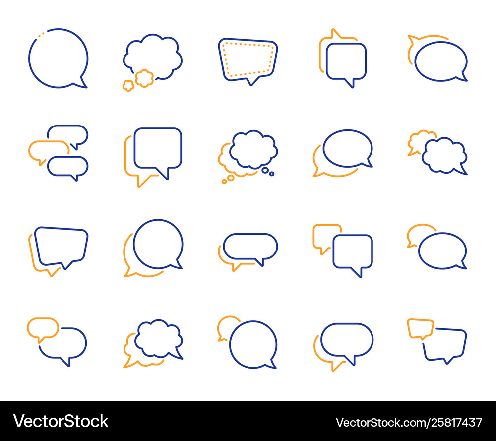 Speech bubbles line icons social media message Vector Image