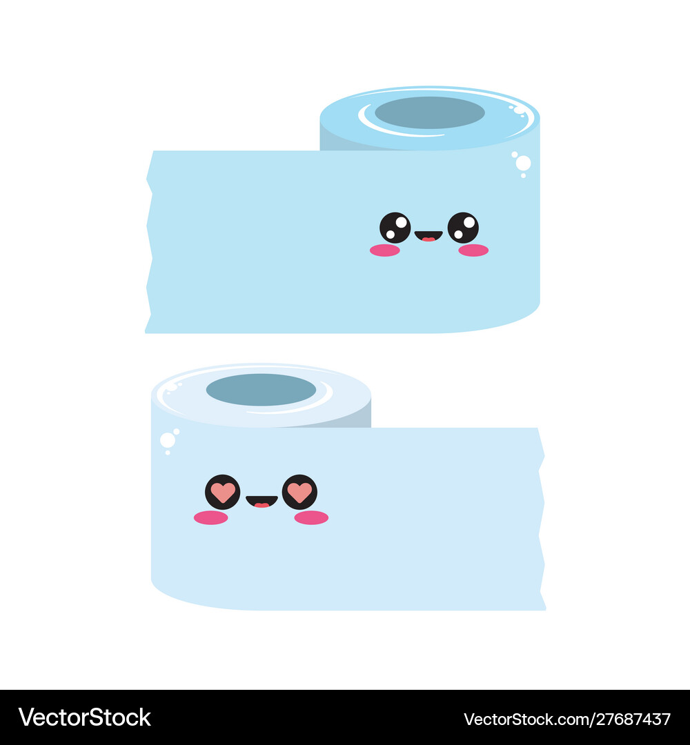 Toilet paper character set isolated Royalty Free Vector