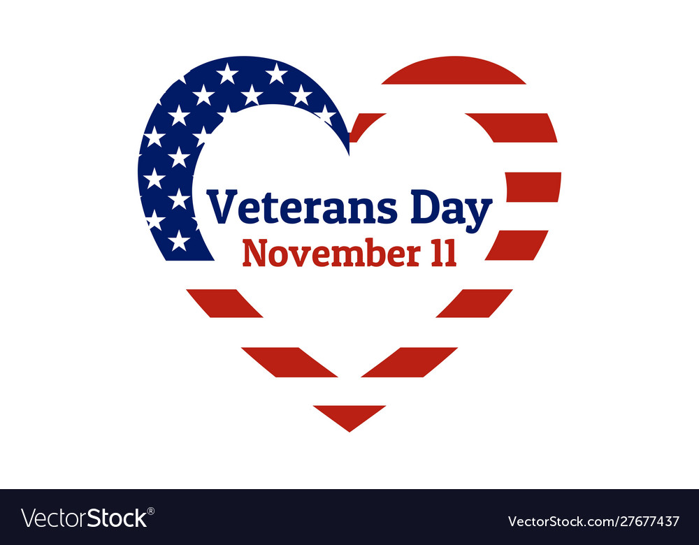Veterans day holiday background with heart shaped Vector Image