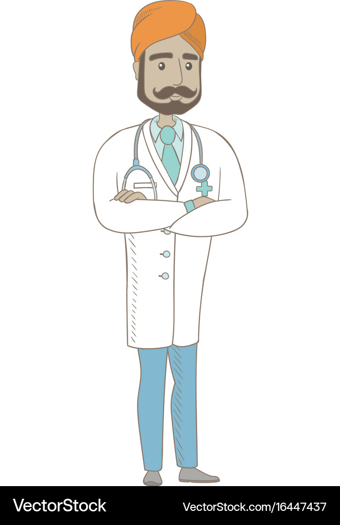 Young indian confident doctor with folded arms Vector Image