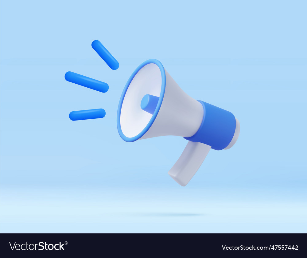3d plastic megaphones Royalty Free Vector Image