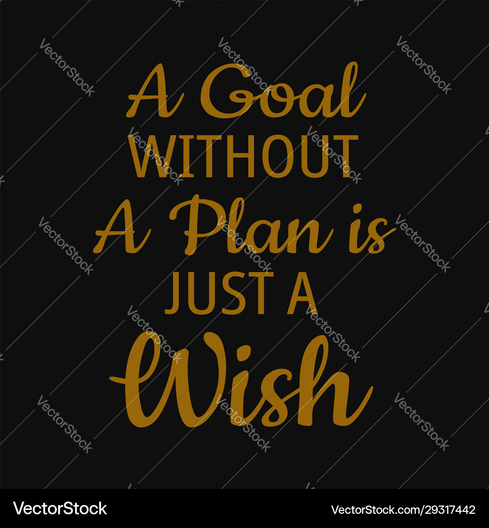 A goal without plan is just wish motivational Vector Image