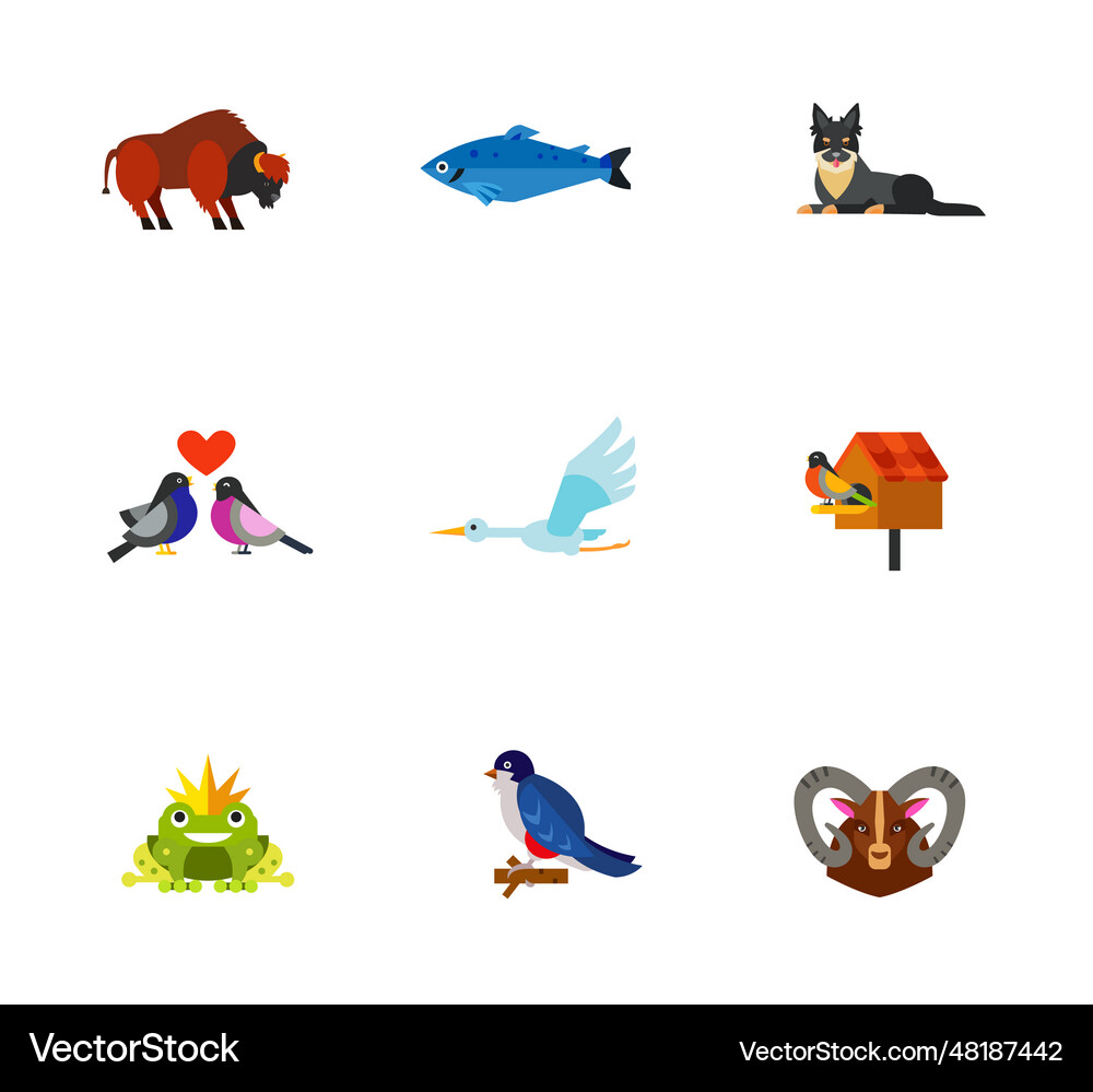 Animals birds and fish icon set Royalty Free Vector Image