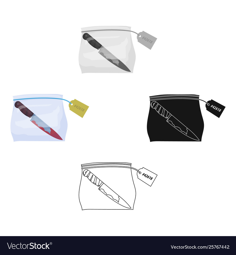 Bloodied knife in package with a tag knife Vector Image Bloodied knife in package with a tag knife Vector Image