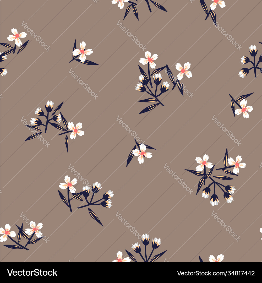 Brown taupe botanical floral seamless pattern Vector Image