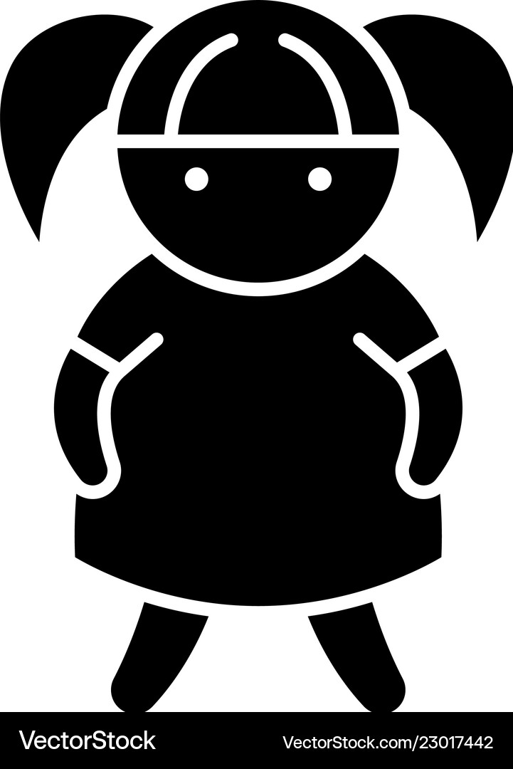 Doll black icon sign on isolated Royalty Free Vector Image