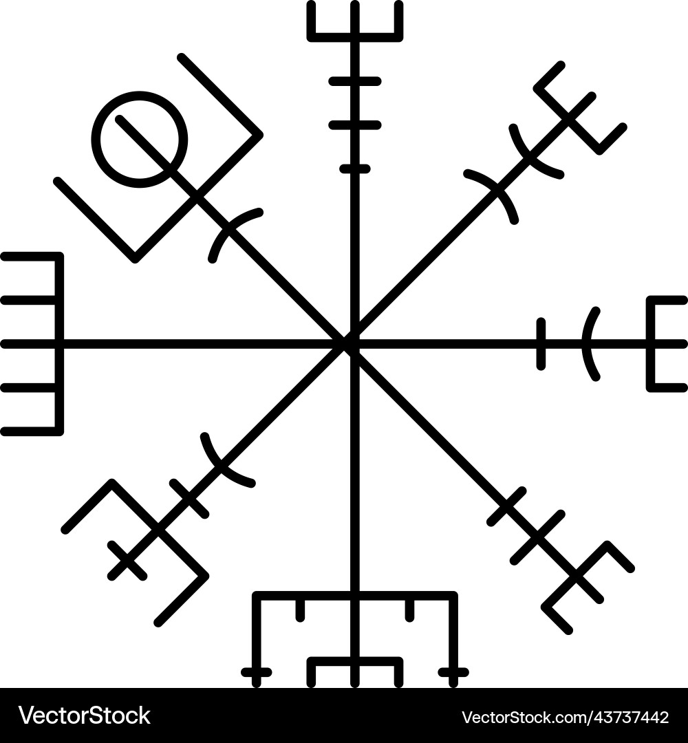 Emblem viking line icon Royalty Free Vector Image