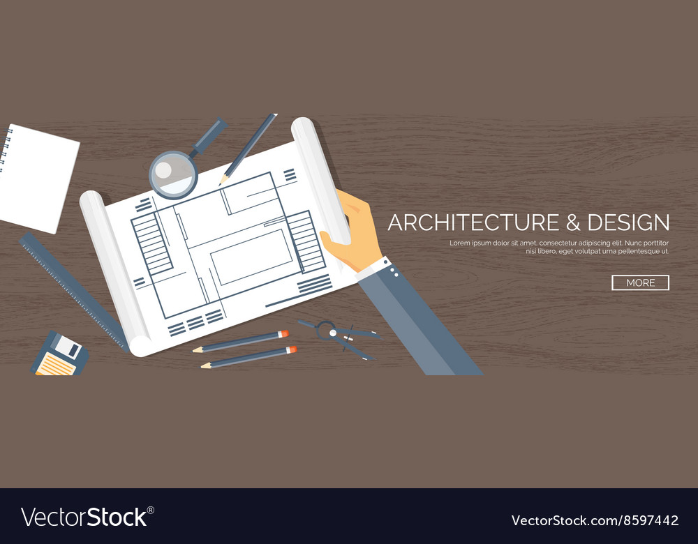 Flat architectural project Royalty Free Vector Image