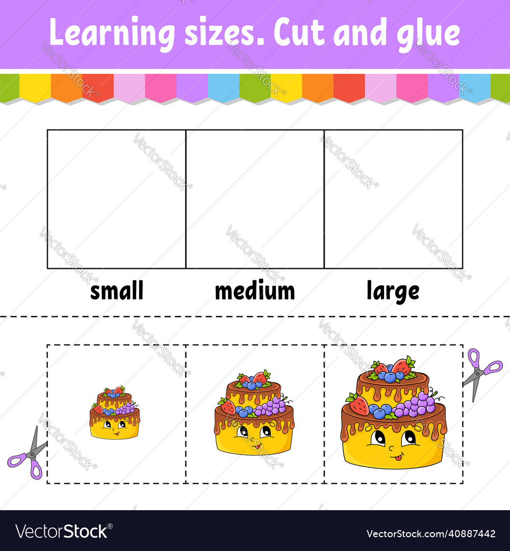 Learning sizes cut and glue easy level color Vector Image