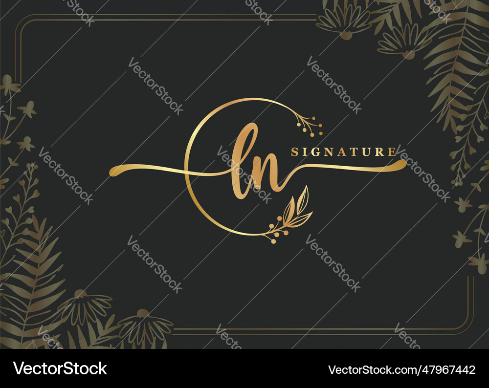 Luxury signature initial ln logo design isolated Vector Image