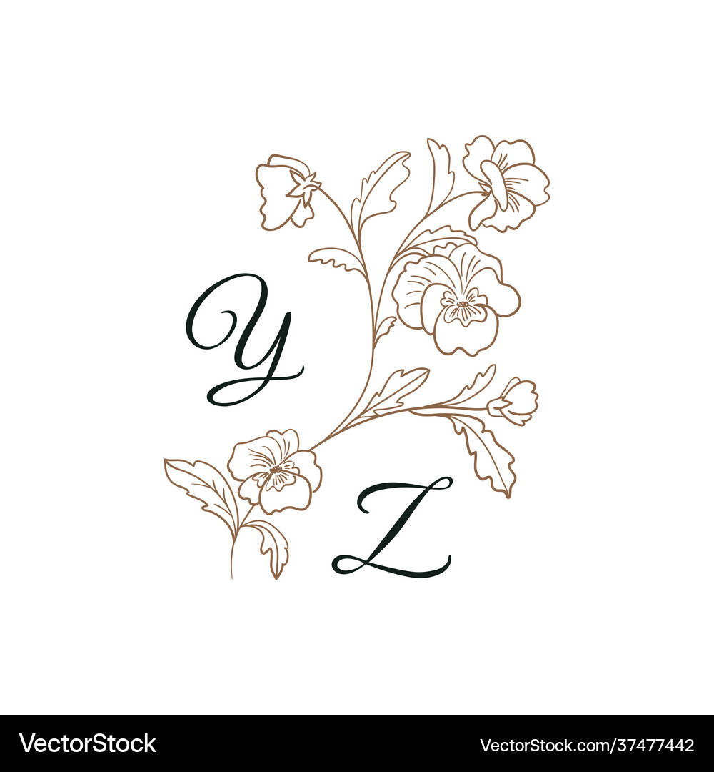 Nature initials isolated design uppercase letters Vector Image