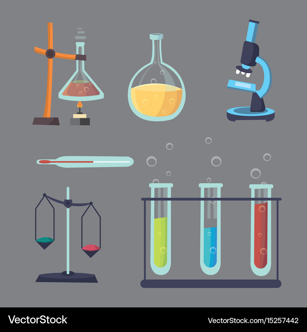 Set - chemical test flat design chemistry Vector Image