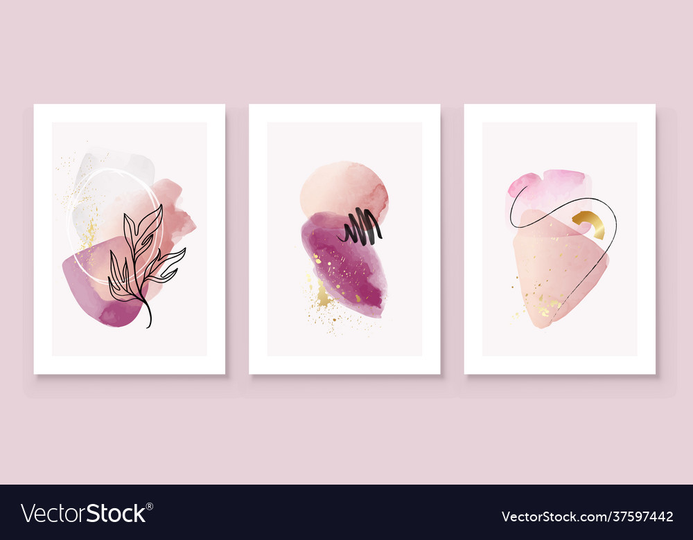 Teal and peach abstract watercolor compositions Vector Image