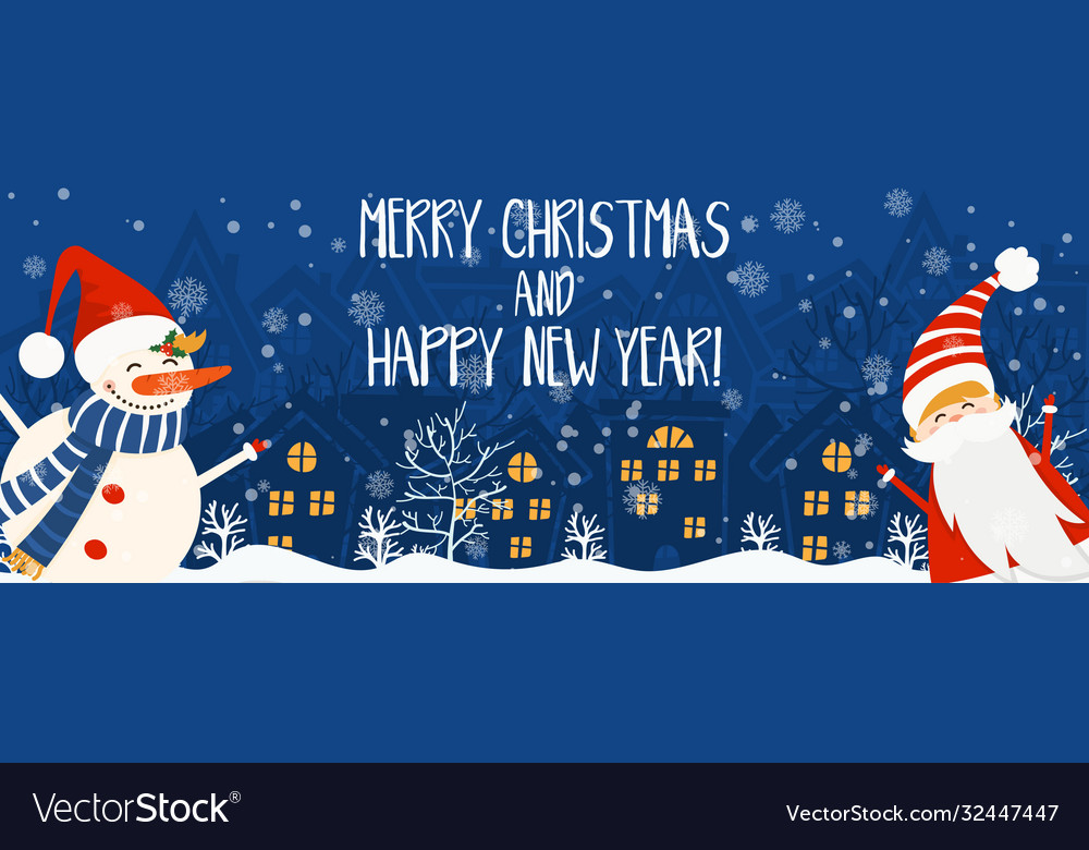 Cartoon banner for holiday theme with snowman Vector Image