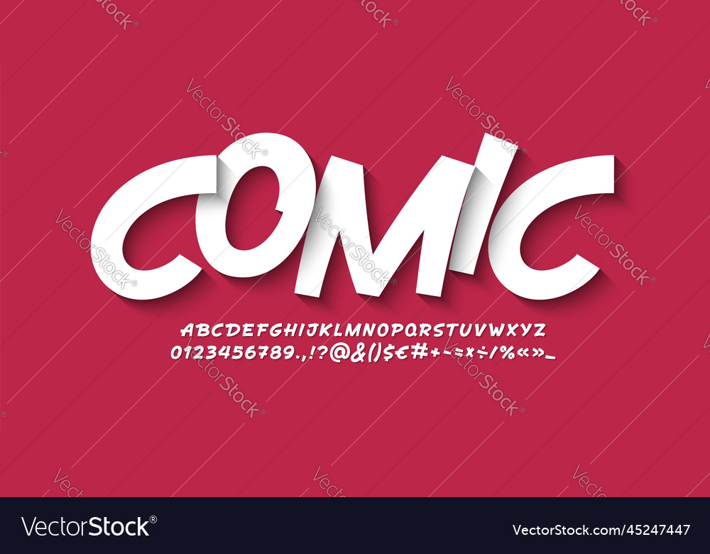 Comic handwritten font script alphabet Royalty Free Vector