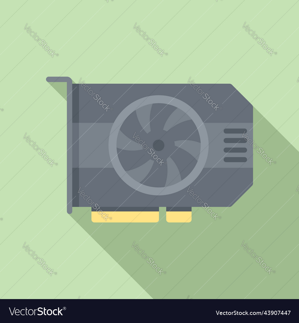 Computer card icon flat pc gpu Royalty Free Vector Image