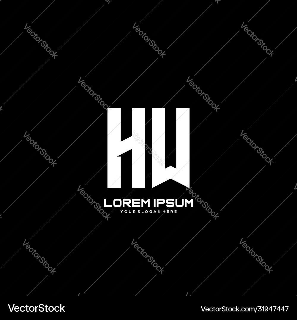 Hw initial letter minimalist art logo Royalty Free Vector