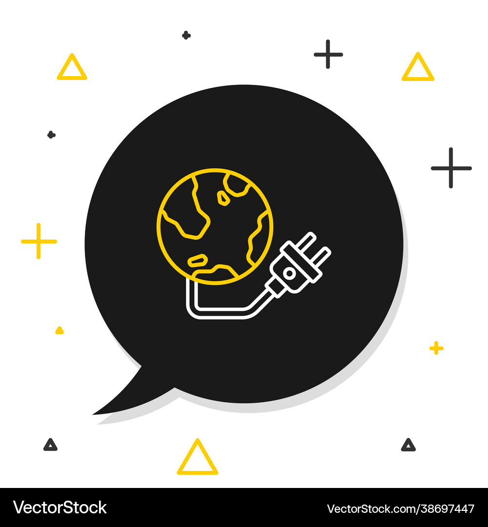 Line global energy power planet with plug icon Vector Image