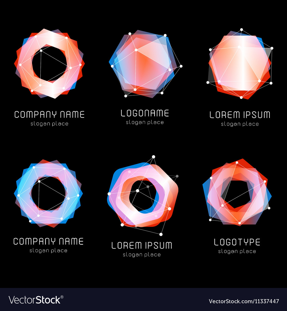 Unusual abstract geometric shapes logo set Vector Image Unusual abstract geometric shapes logo set Vector Image
