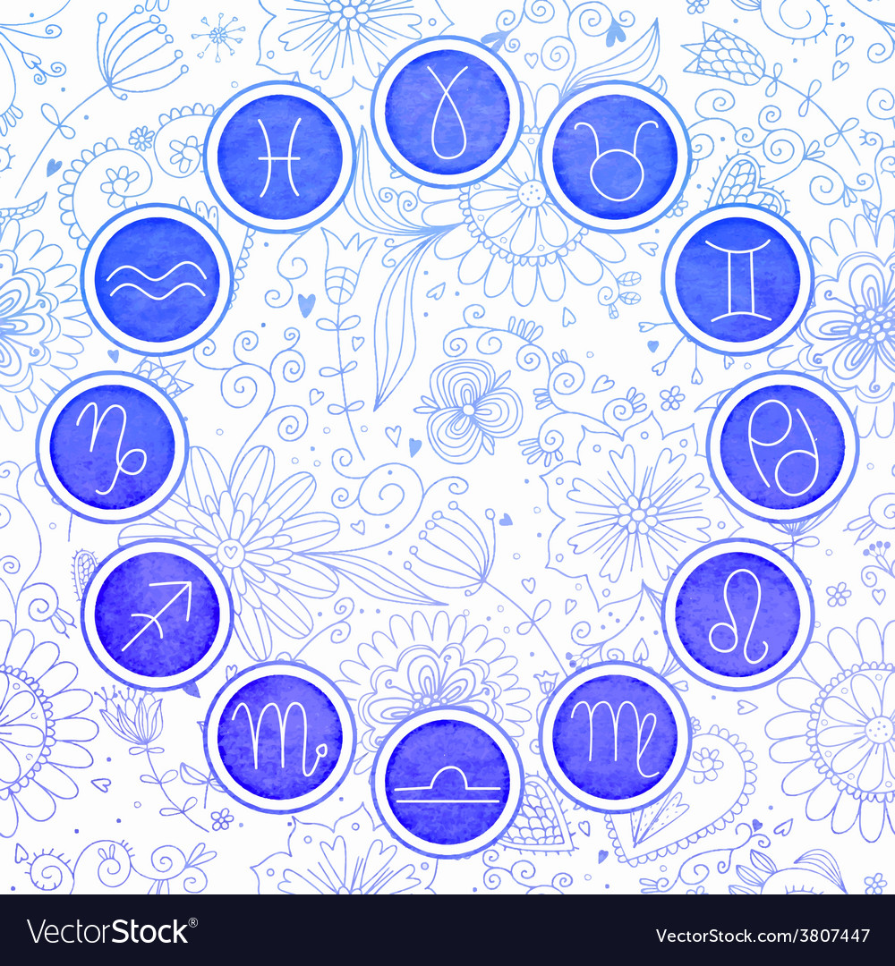 Watercolor Zodiac Signs Set Royalty Free Vector Image