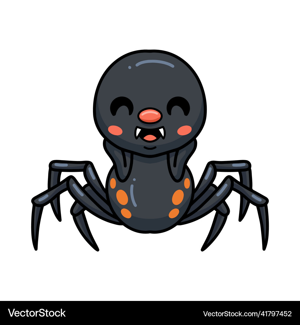 Cute little black spider cartoon Royalty Free Vector Image