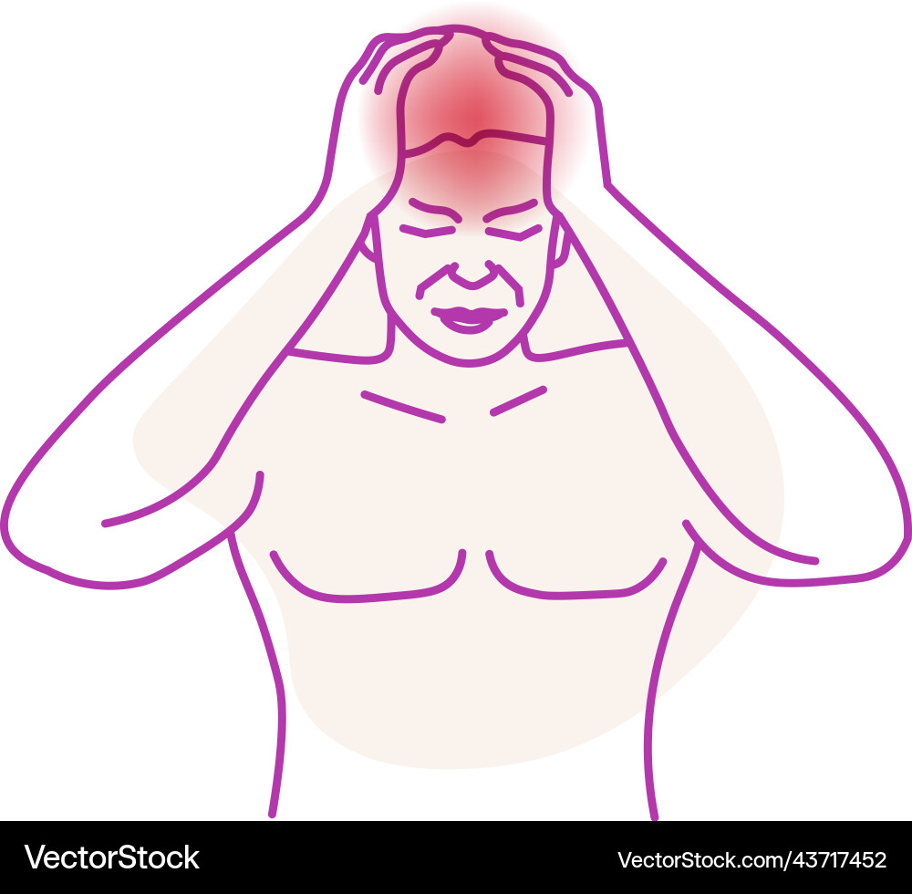 Headache or sore head migraines neuralgia Vector Image