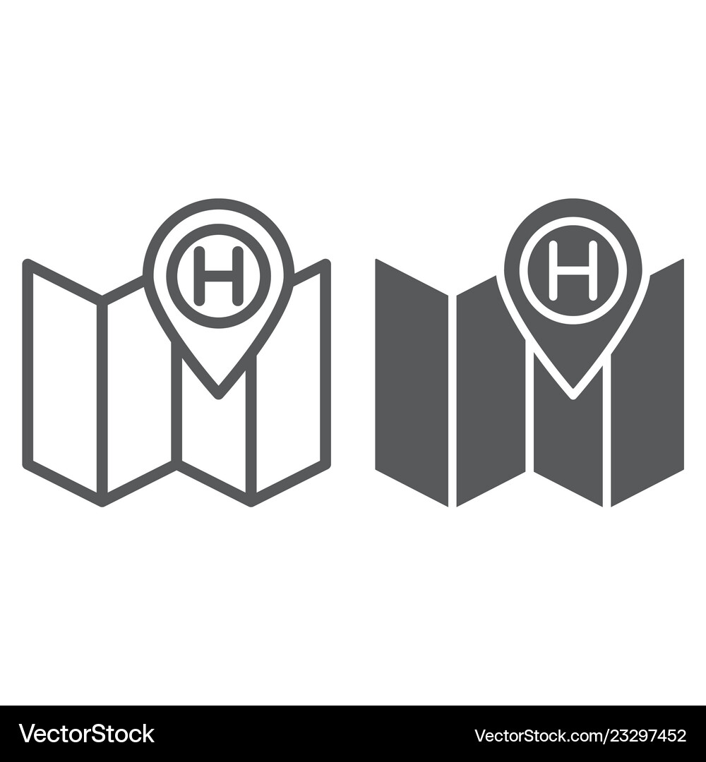 Hotel location line and glyph icon navigation Vector Image