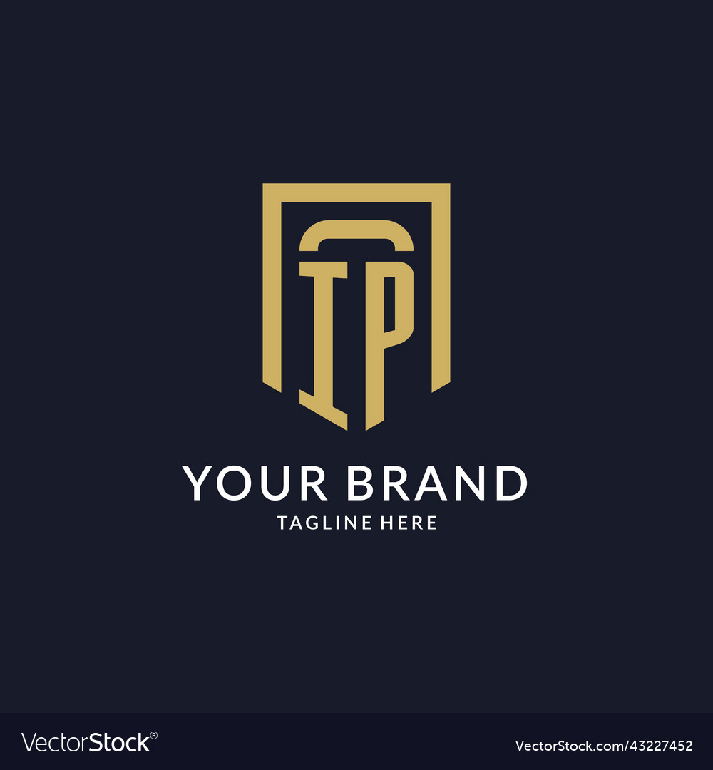 Ip logo initial with geometric shield shape Vector Image