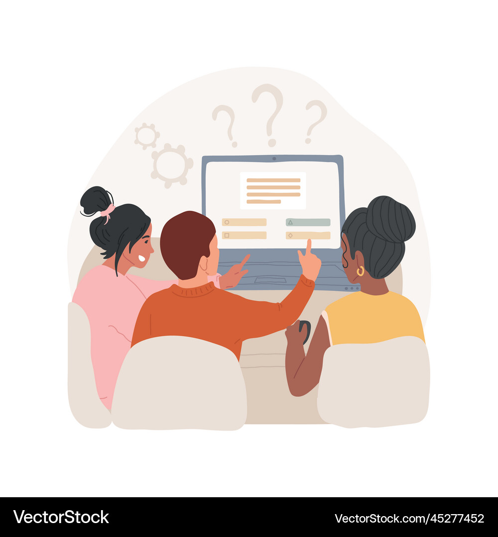 Online quiz isolated cartoon Royalty Free Vector Image